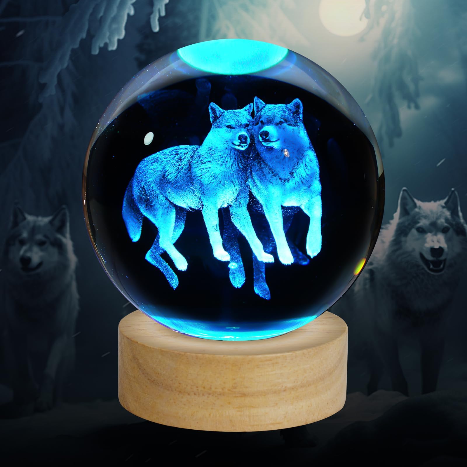Wolf Night Light for Kids Wolf Gifts Room Decor 16 Color Changing with ...