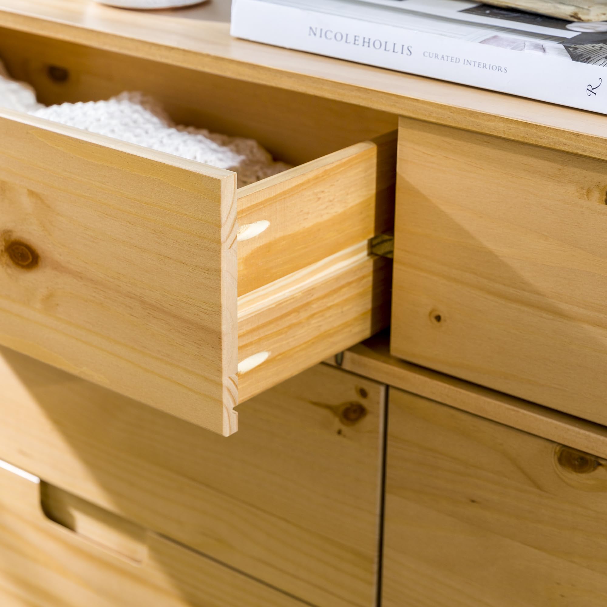 Snapklik.com : Walker Edison Sloane 6-Drawer Groove Handle Solid Wood ...