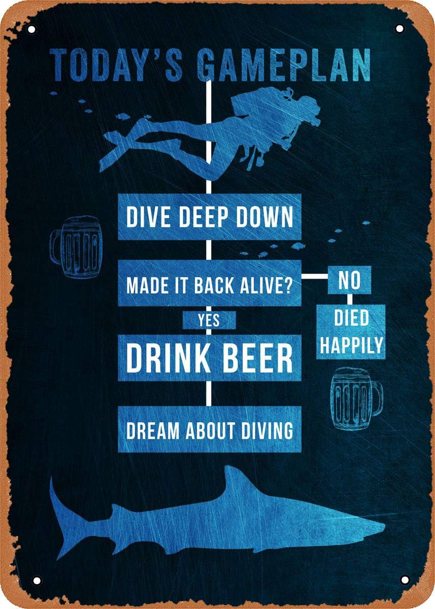 Amazon.com: Fanzi Vintage Look Metal Sign Scuba Diving Diving Todays ...