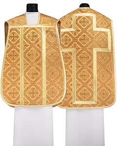 Amazon.com: Gold Fiddleback Roman Chasuble Stole Maniple Burse Chalice ...