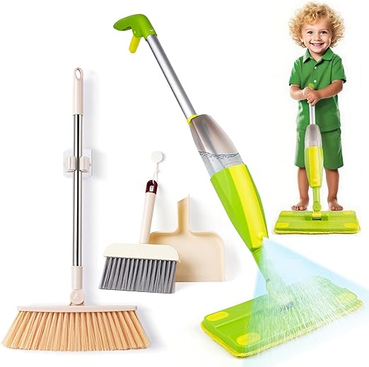 Amazon.com: Lullulii Kids Spray Mop,Toddler Mop Cleaning Set, Real ...