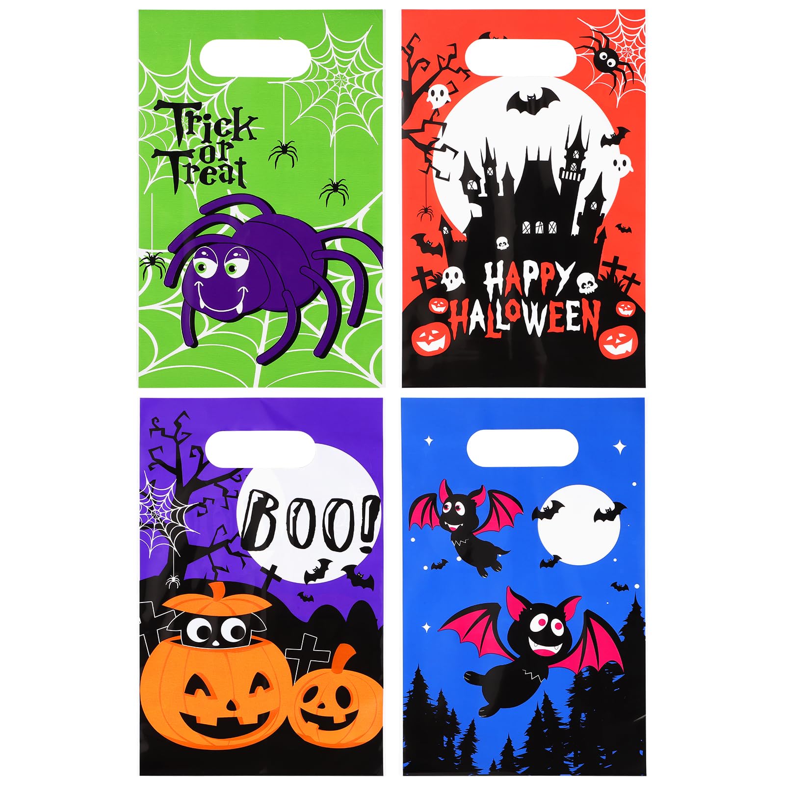 Amazon.com: Hemoton 120 Pcs Halloween Candy Bags Reusable 4 Patterns ...
