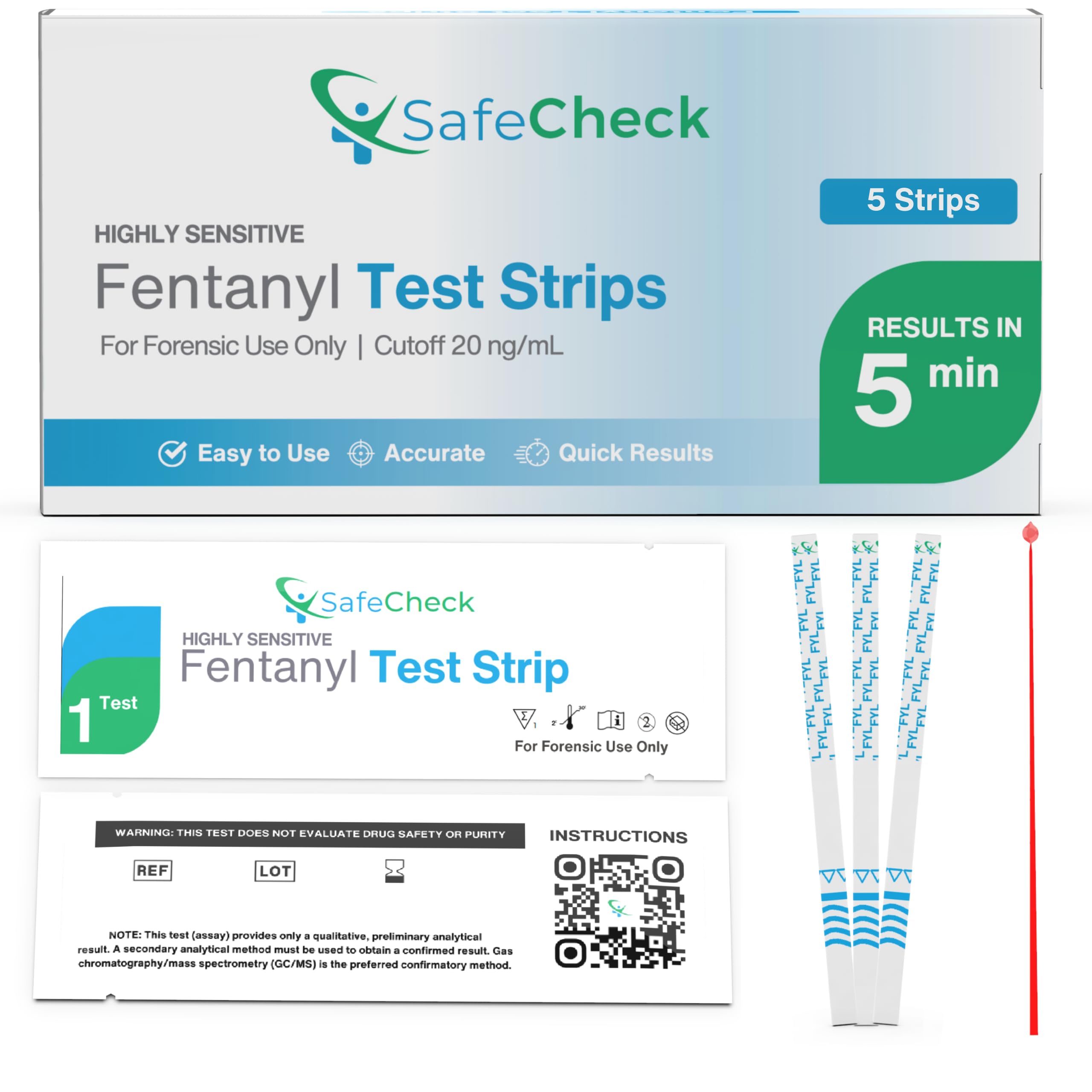 Buy Fentanyl Test Strips 5 Pack | SafeCheck Highly Sensitive Fentanyl ...