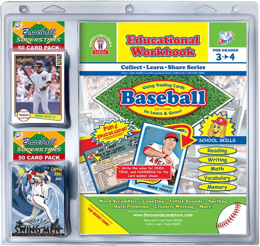 Amazon.com: EDUCATIONAL WORKBOOK/BASEBALL CARD COMBO PACK GRADES 3-4 ...