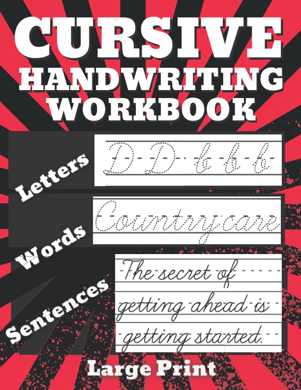 Large Print Cursive Handwriting Workbook 100 Pages Of Unique Templates ...