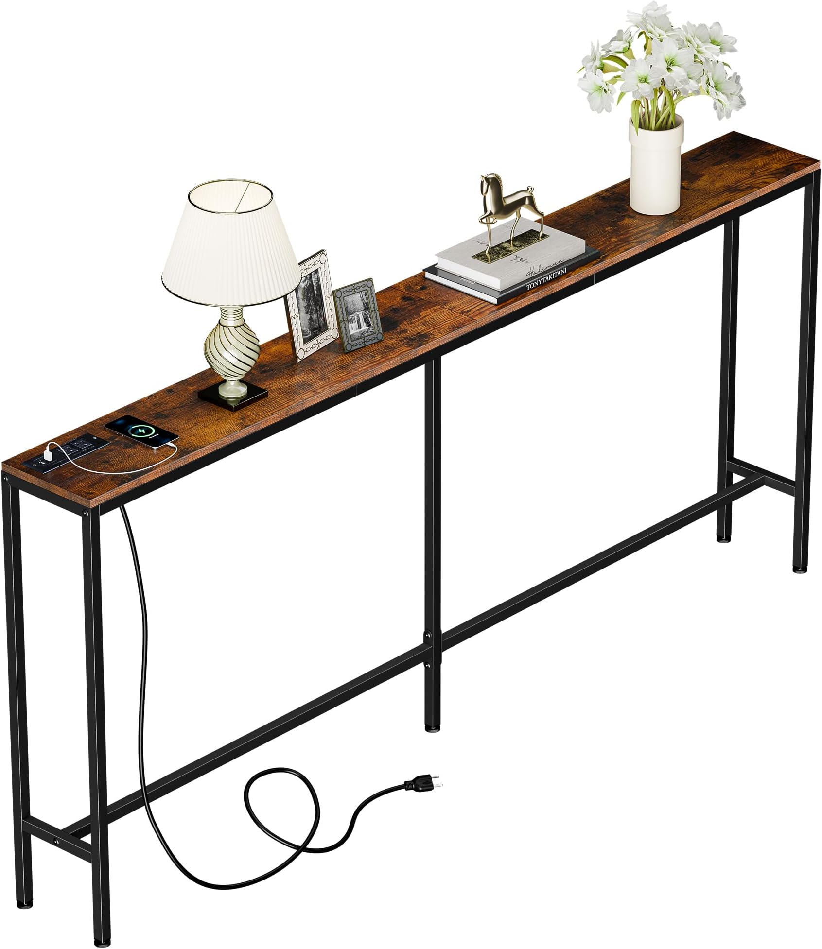 Amazon.com: Nouva 70 Inch Narrow Console Table with Outlet, Sofa Table ...