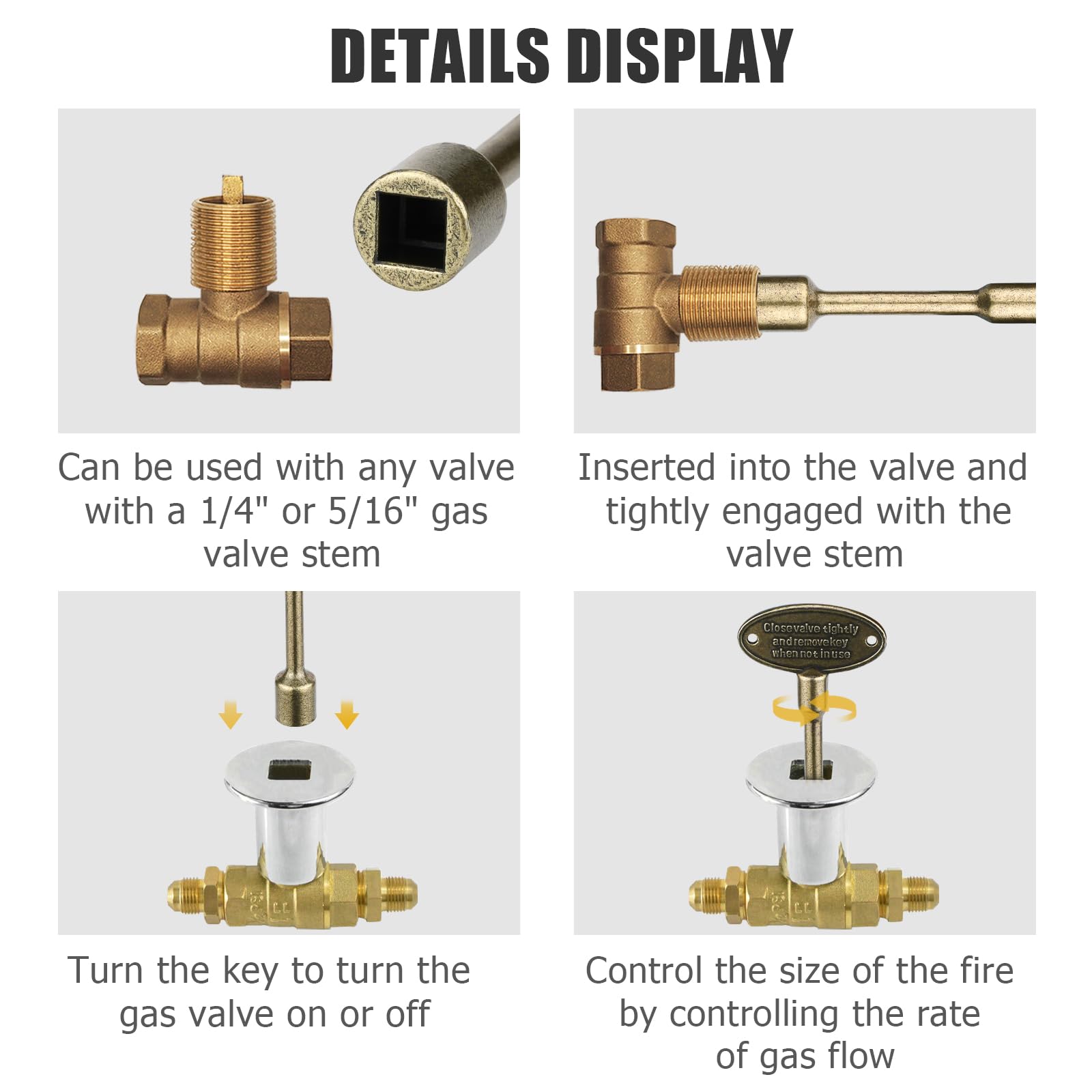 Snapklik.com : Gas Fireplace Keys, 3" Universal Fireplace Keys Bronze ...