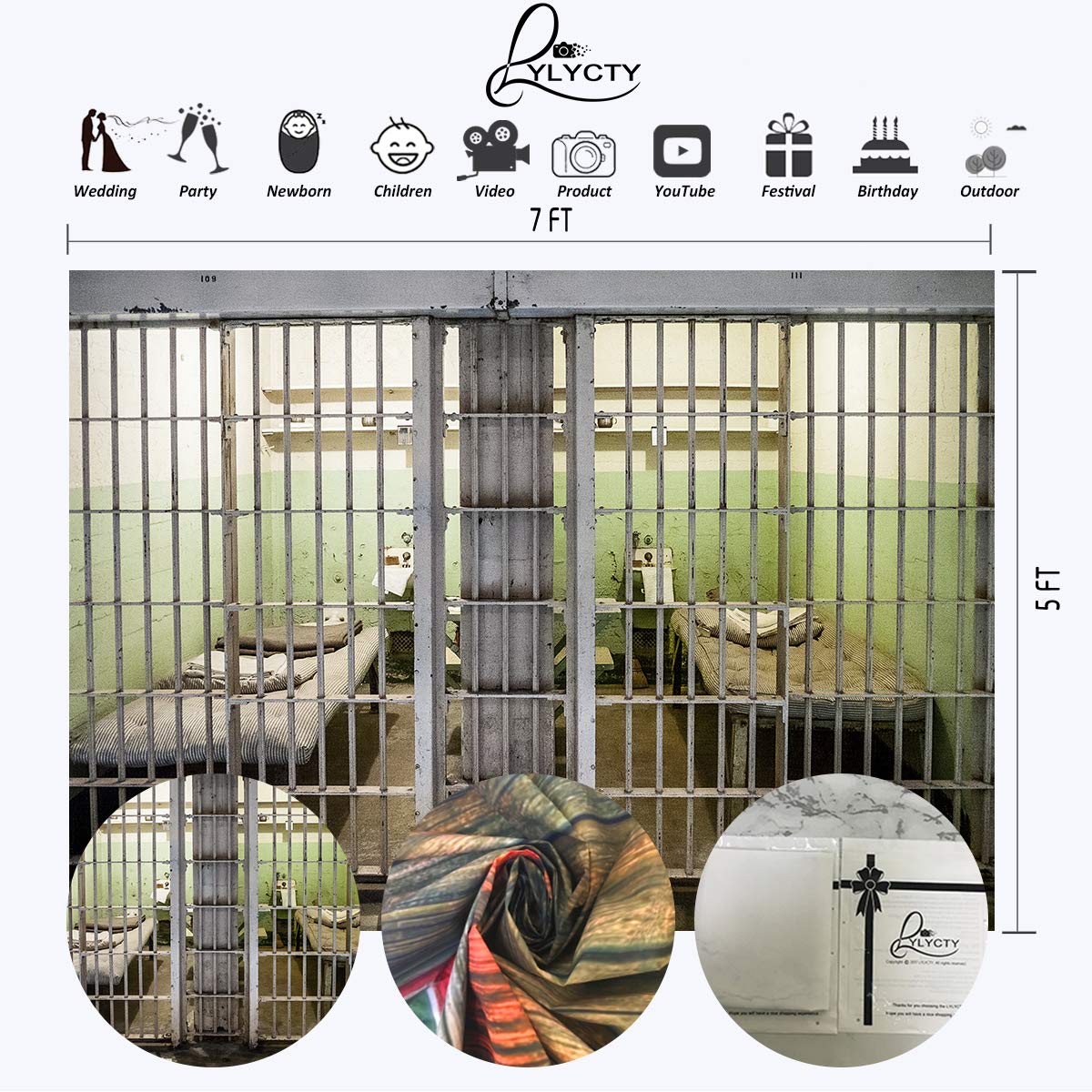 Buy LYLYCTY 7x5ft Cell Backgrounds Prison Scene Backdrop Police Jail ...