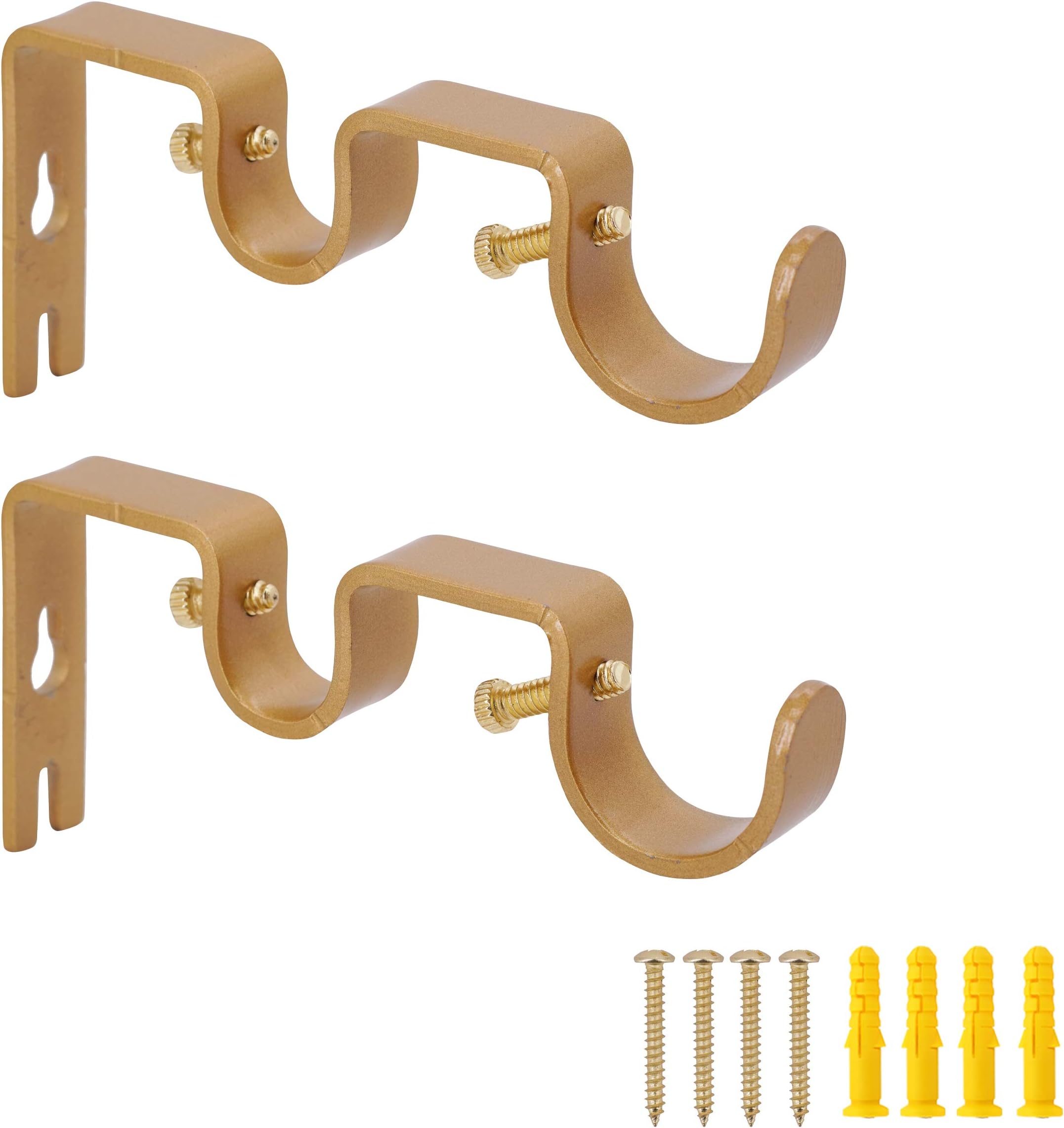 Amazon.com: Shonmogar Double Curtain Rod Bracket 2 Pack Metal Curtain ...