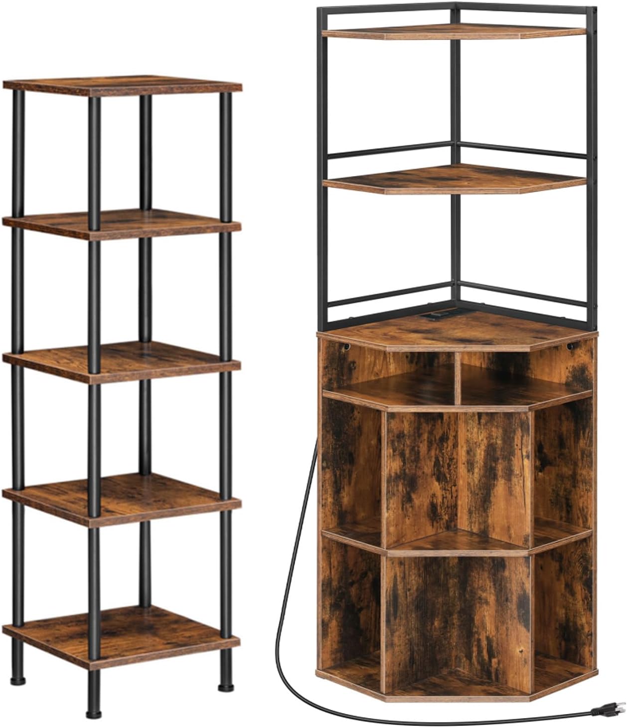 Amazon.com: HOOBRO 5-Tier Corner Shelf Stand and Corner Cabinet Bundle ...
