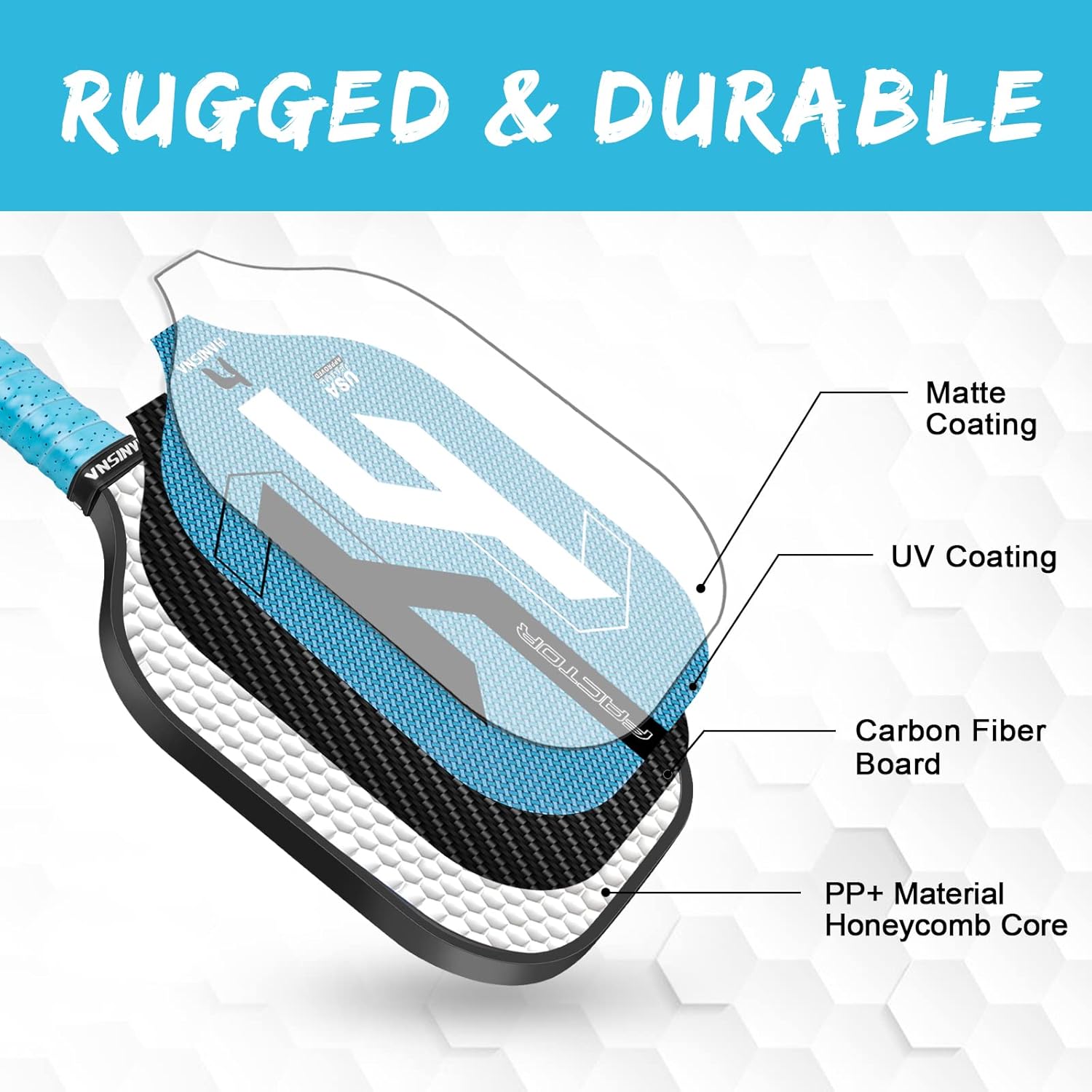 HANISNA Factor Pickleball Paddle, Carbon Fiber Pickleball Paddles with ...