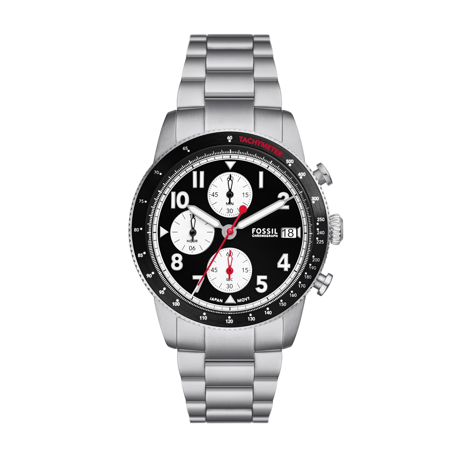 Fossil Men Sport Tourer Silver Quartz Stainless Steel Chronograph Watch ...