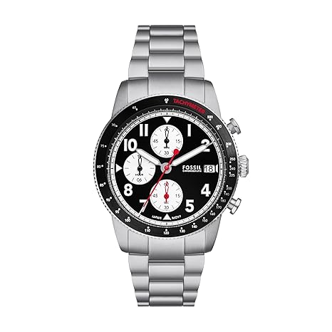 Fossil Men Sport Tourer Silver Quartz Stainless Steel Chronograph Watch ...