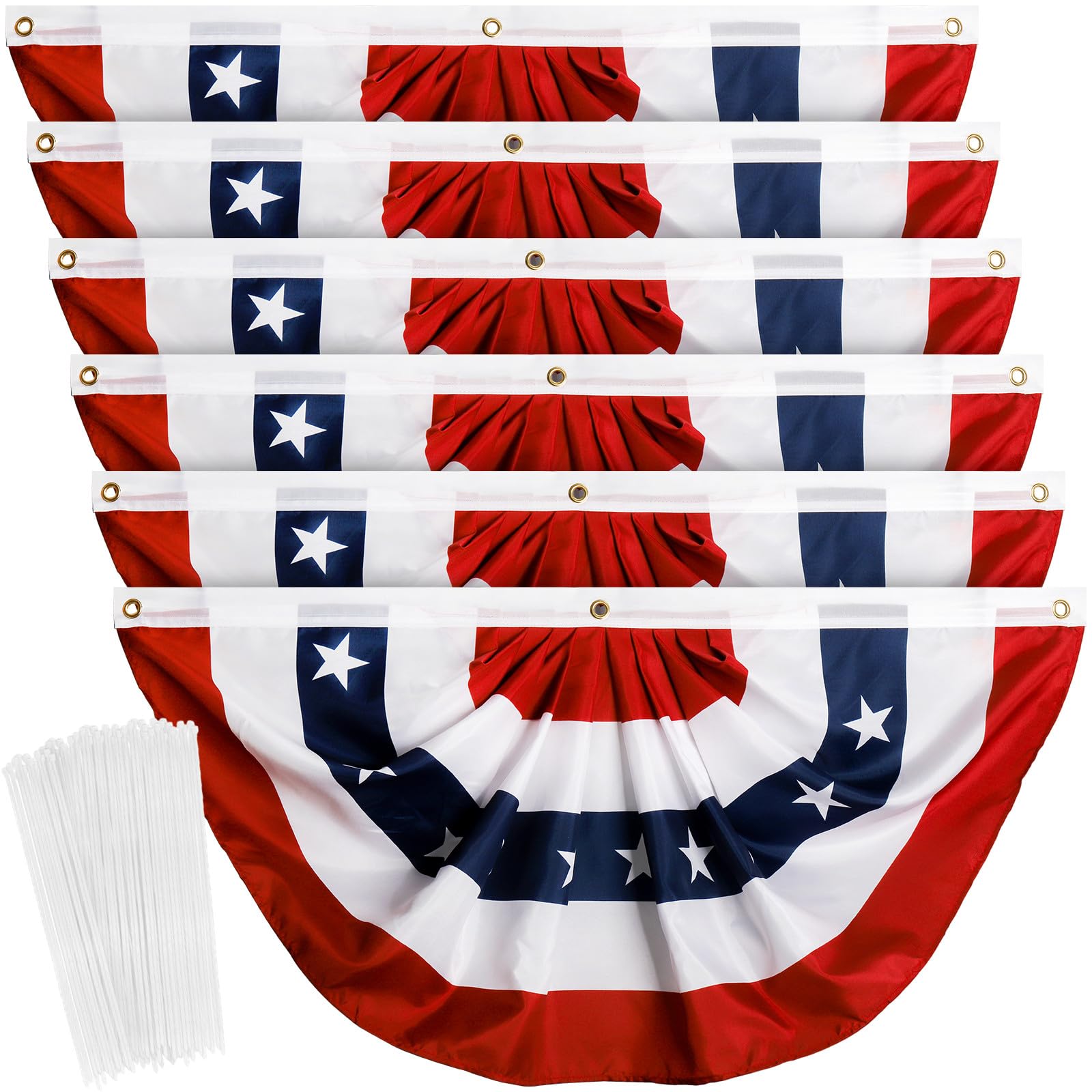 Snapklik.com : 6 Pack American Pleated Fan Flag, 3x1.5 Feet USA ...
