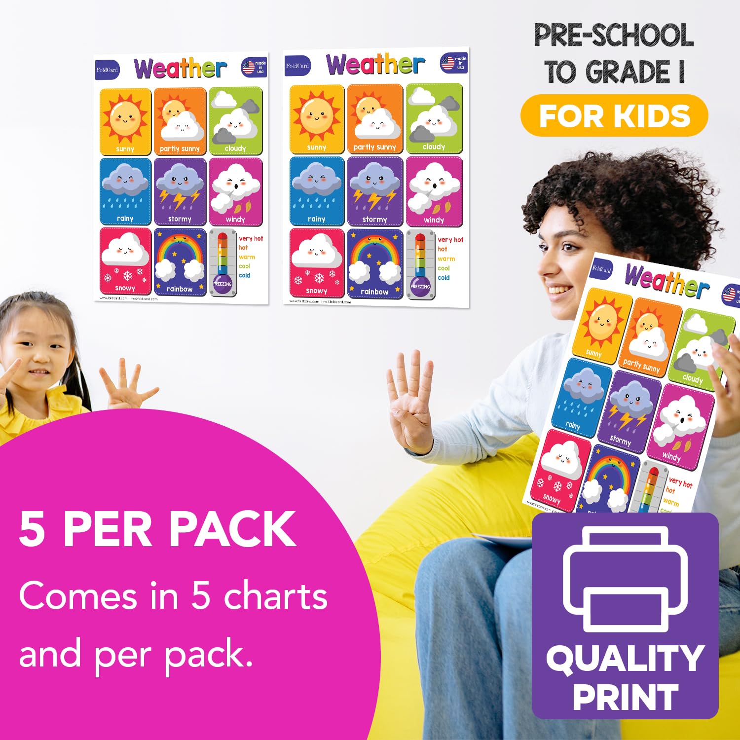 Snapklik.com : Weather Chart For Preschool To Grade 1 Kids Bright And ...