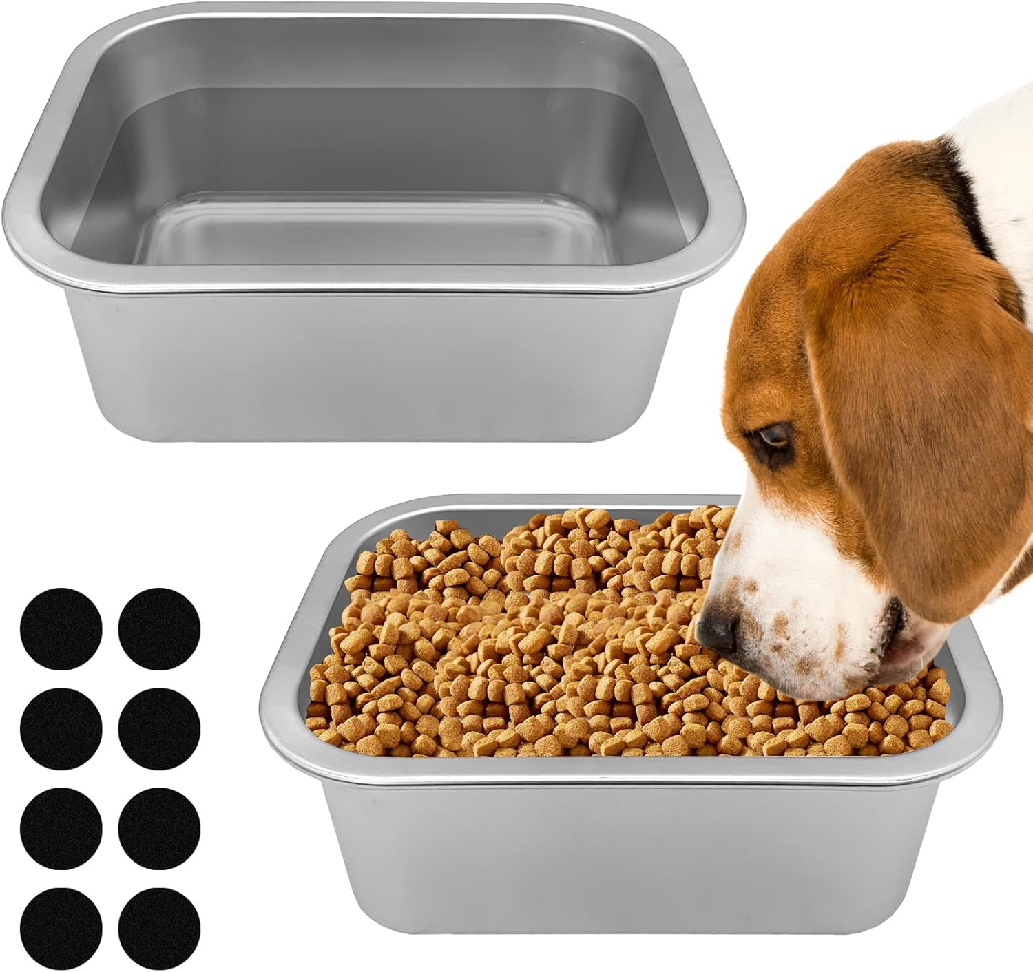 Pet Supplies : VCEPJH 2 Pcs Large Stainless Steel Dog Bowl 0.95 Gallons ...