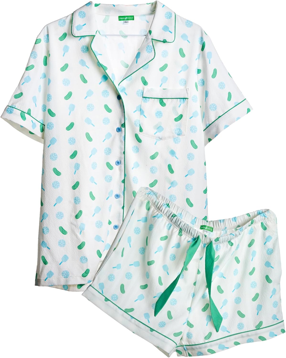 Fresh Pickle ladies pajama set, Pickleball pattern, 2 pieces short ...