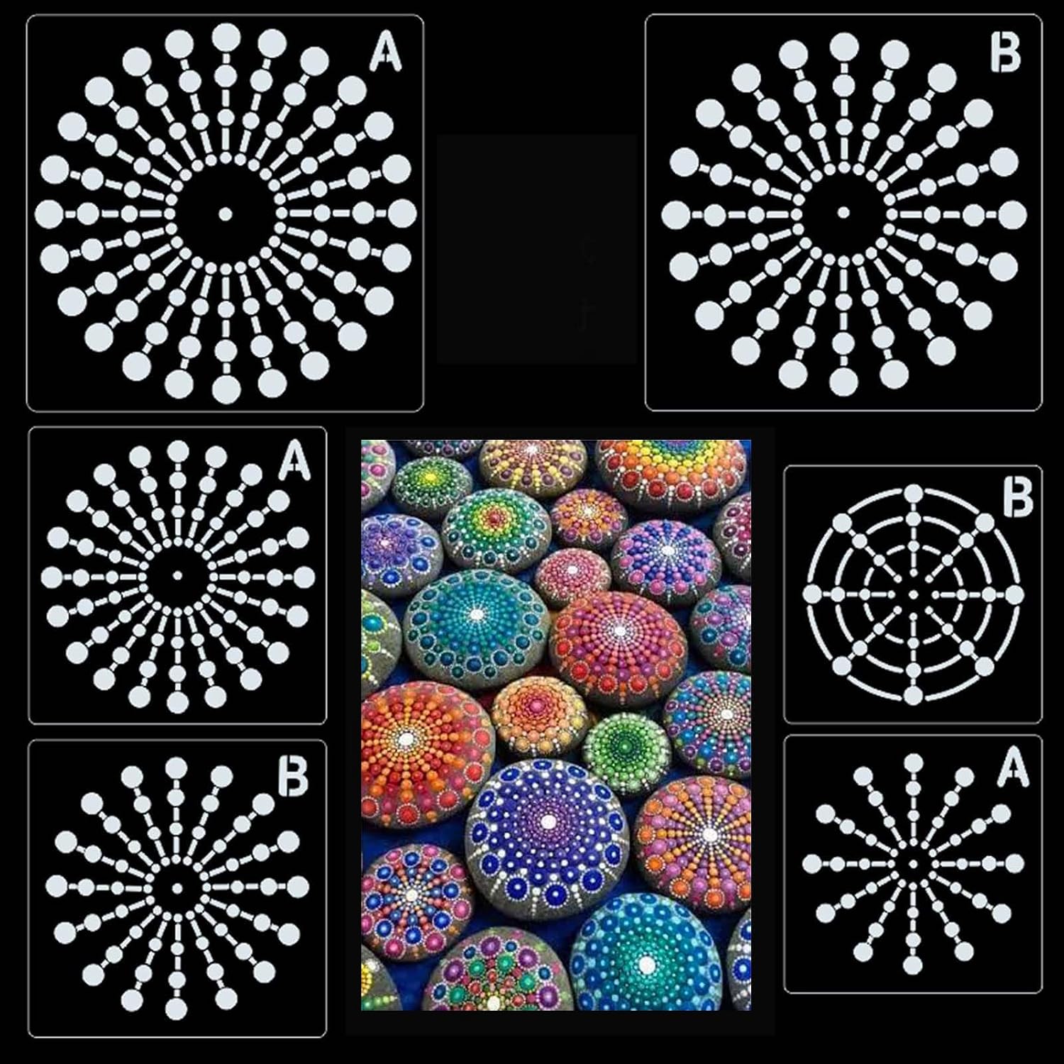 YIZHUO Unleash Your Inner Artist with Our 6-Piece Mandala Stencil Set ...