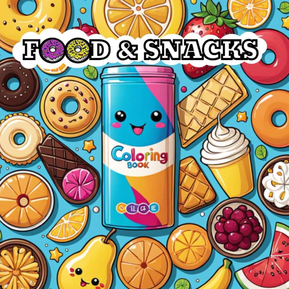 Food & Snacks Coloring Book: simple and easy coloring page of food and ...