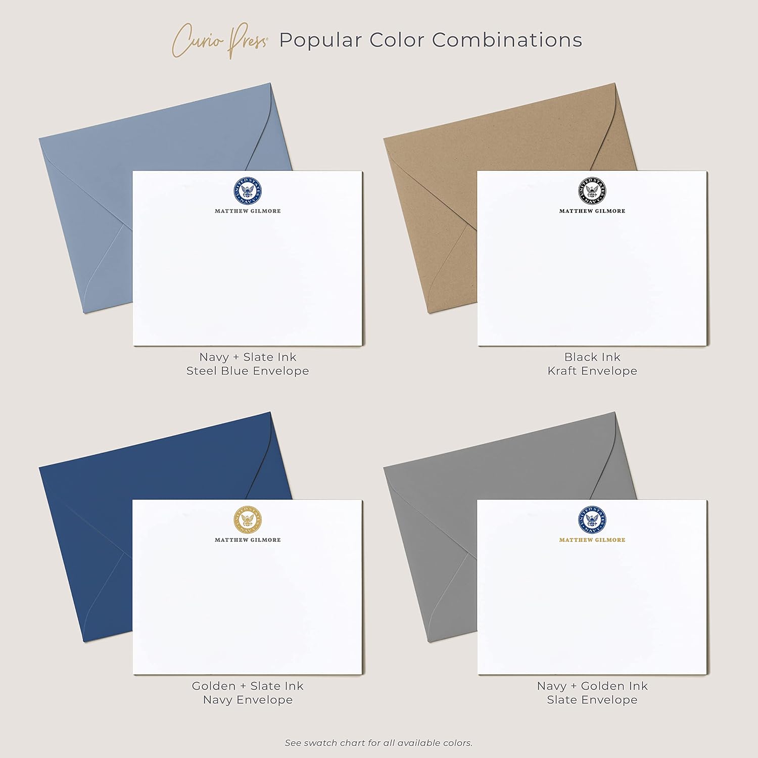 Personalized US Navy Eagle FLAT CARD Emblem Stationery with Envelopes ...