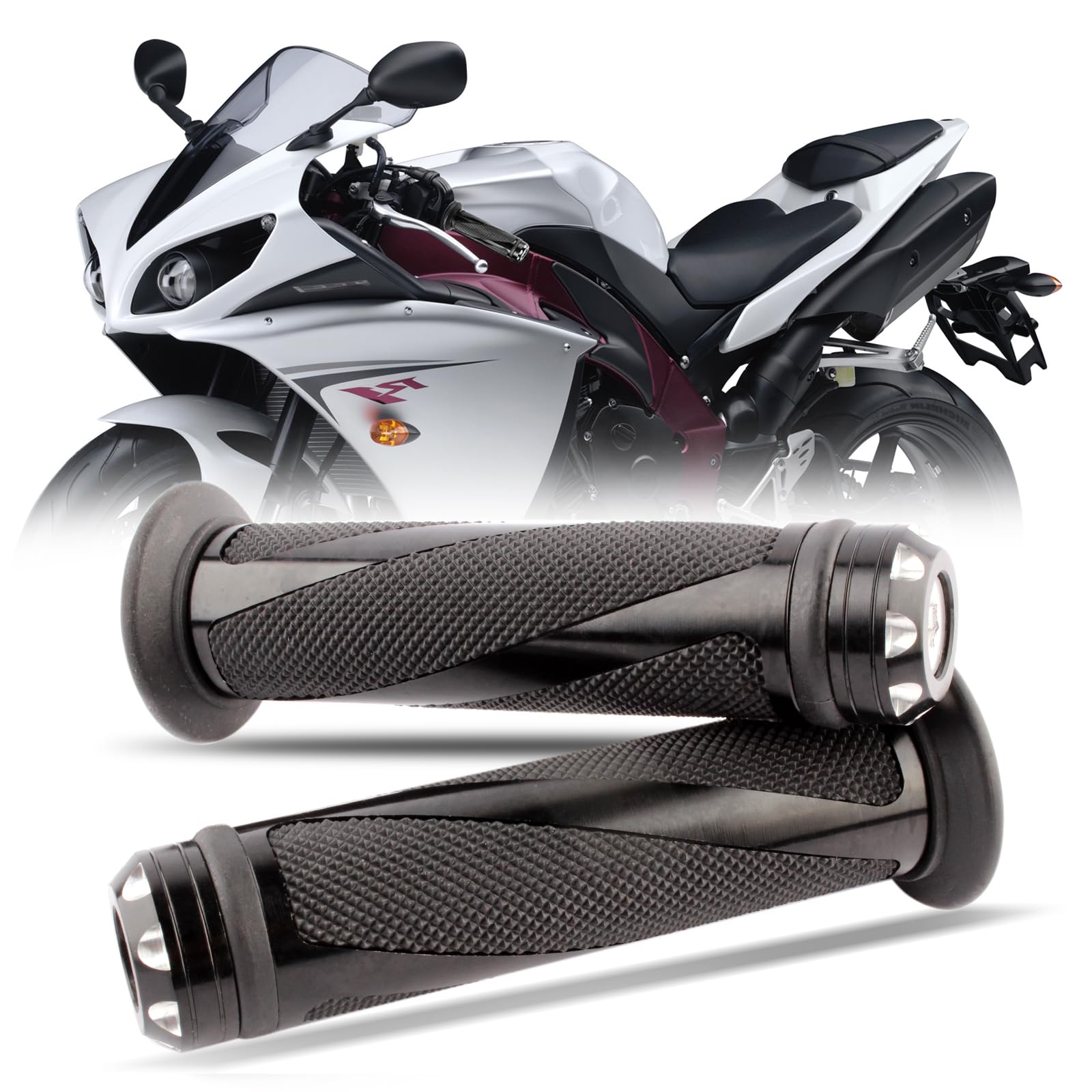 Snapklik.com : 7/8" 22mm Motorcycle CNC Aluminum Rubber Gel Hand Grips ...