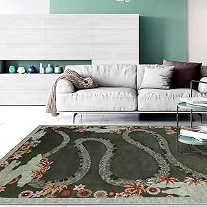 Amazon.com: Tropeki Green Gothic Snake Area Rug 4x5 Feet for Bedroom ...