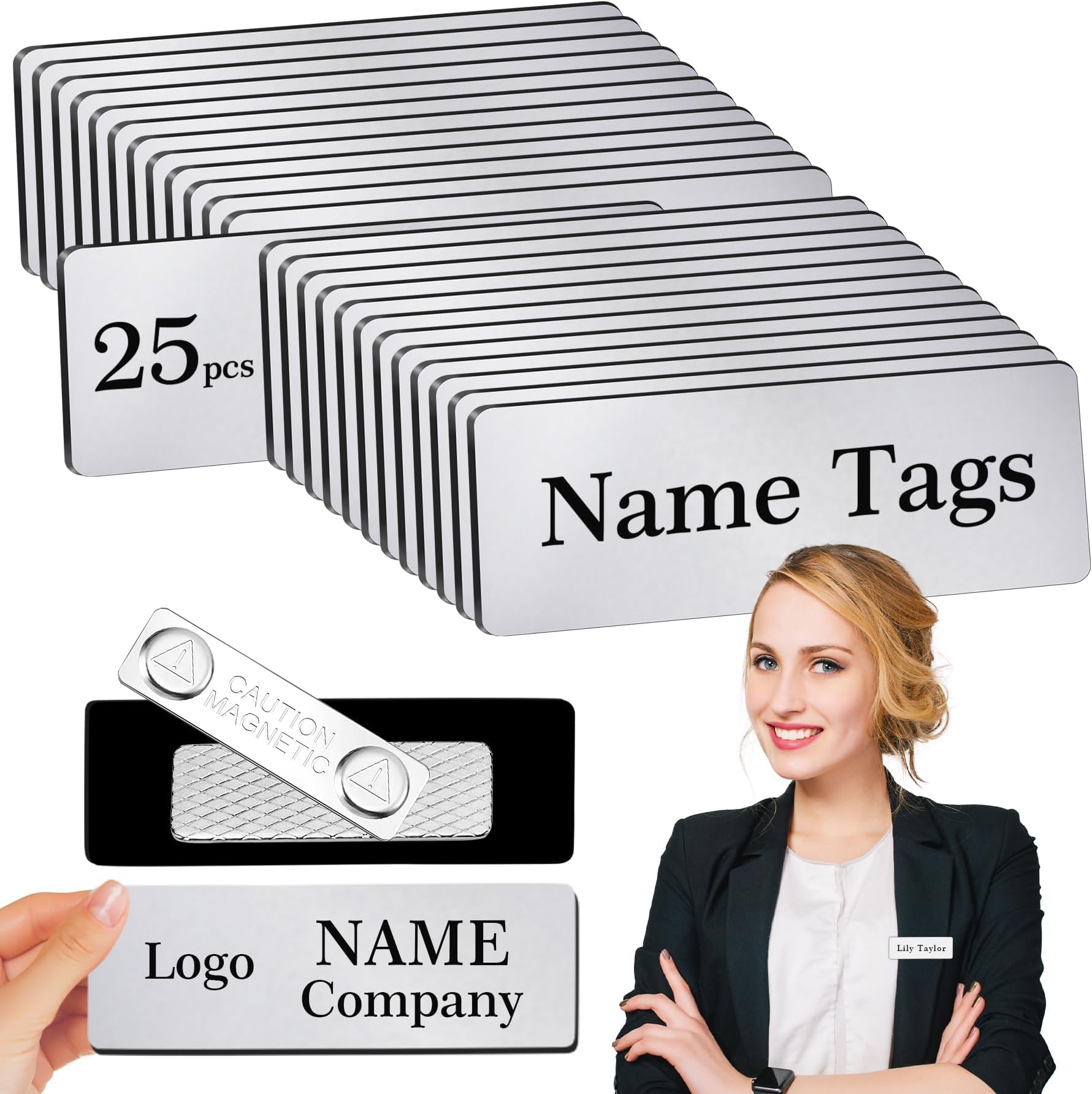Amazon.com : Blank Magnetic Name Tags for Clothes, 25 Pack Plastic ...
