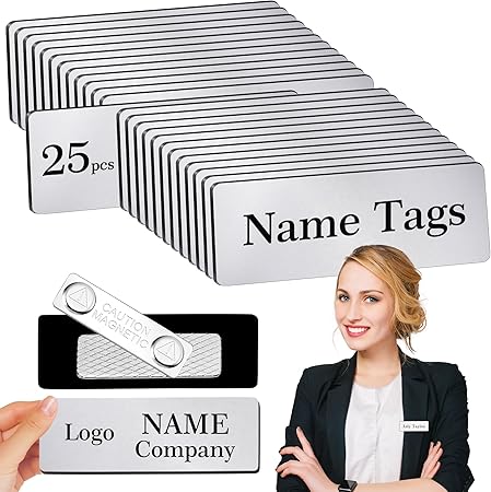 Amazon.com : Blank Magnetic Name Tags for Clothes, 25 Pack Plastic ...