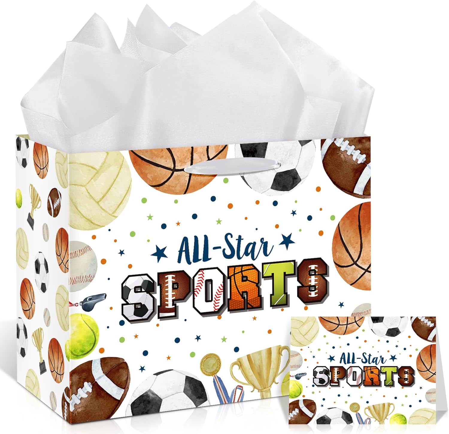 Amazon.com: Sports Party Gift Bag, Sports Ball Gift Wrap Bag with ...