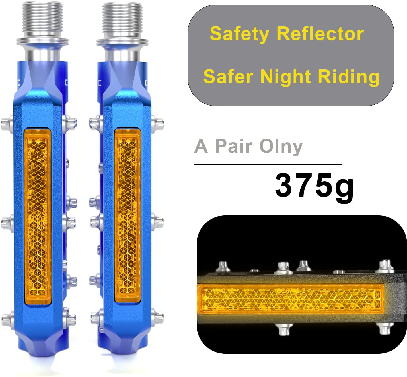 GEWAGE Kerékpár Pedál Fényvisszaverő Csíkokkal - CNC Alumíni