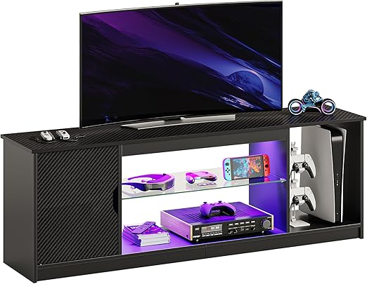 Amazon.com: Bestier LED Entertainment Center for PS5, Gaming TV Stand ...