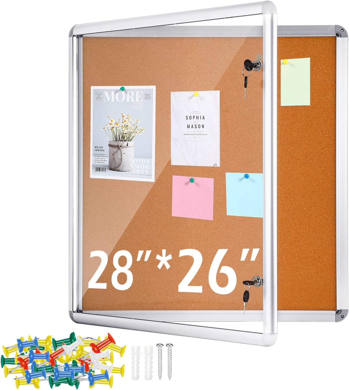 Amazon.com : Suzile Enclosed Bulletin Board Lockable Message ...