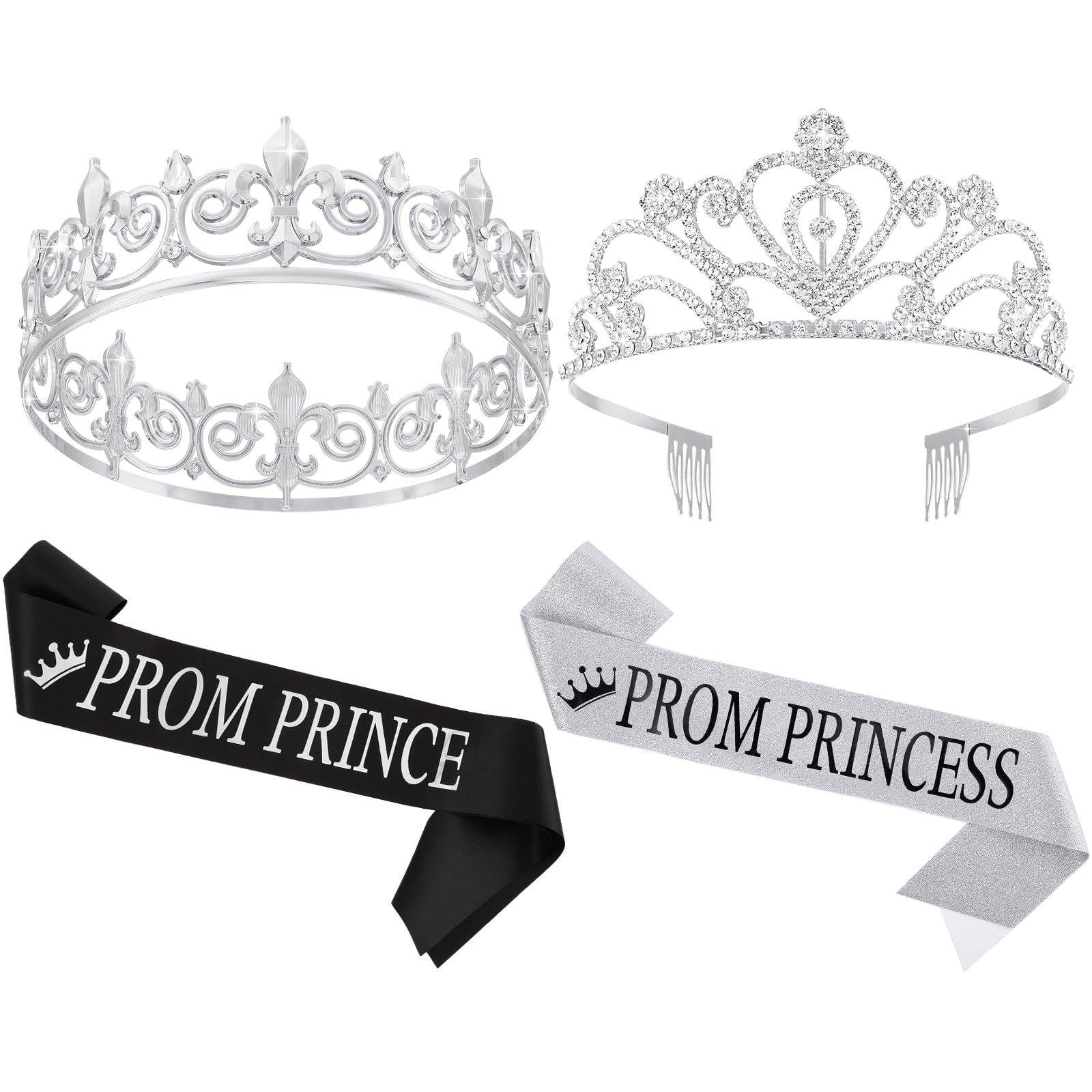 Amazon.com : Saintrygo Prom Prince and Princess Crown Set with Sashes ...