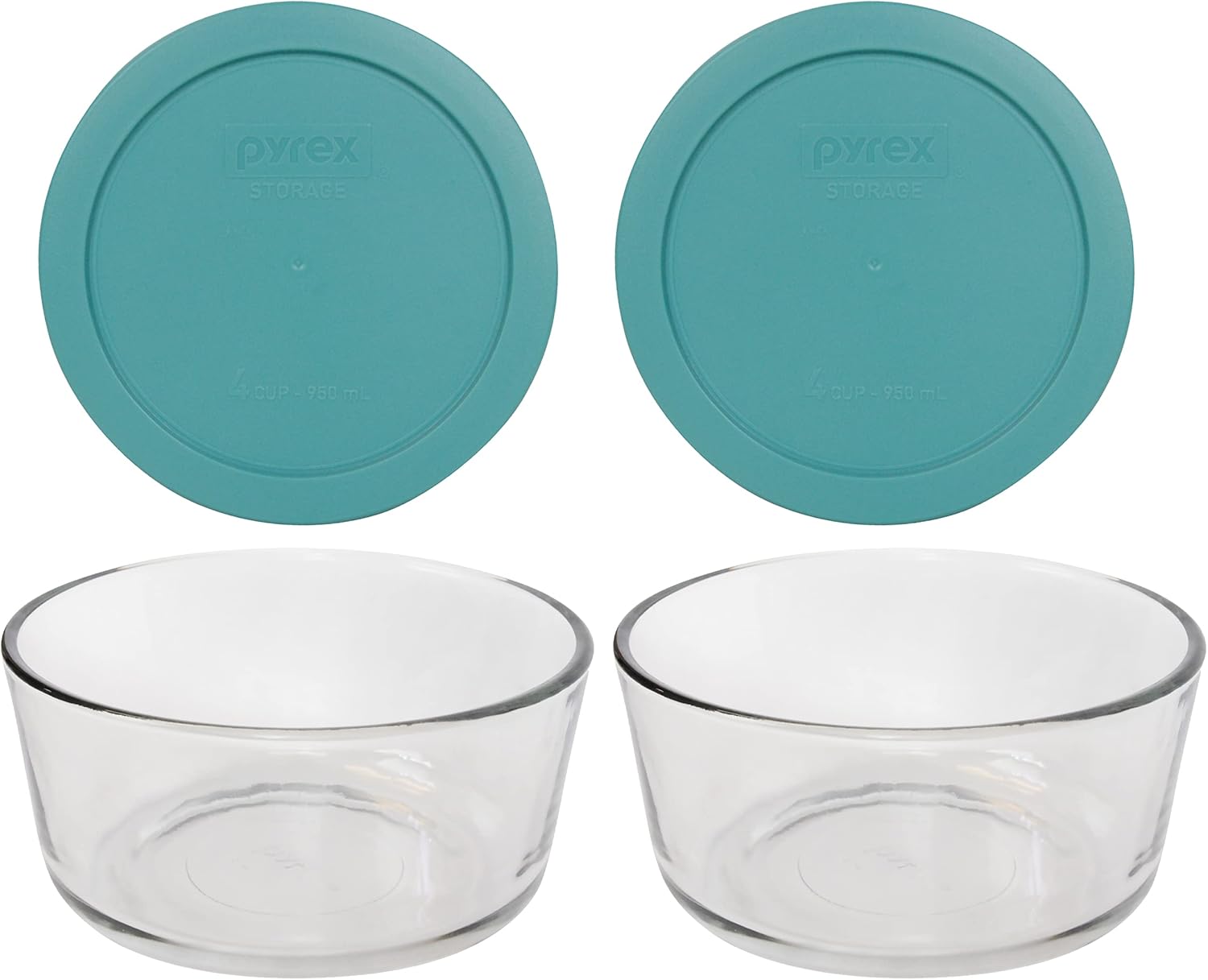 Amazon.com: Pyrex (2 7201 4 Cup Glass Bowls & (2) 7201-PC Turquoise ...