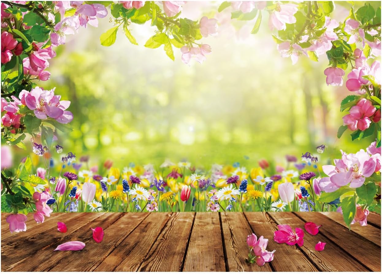 AIIKES 7x5FT Spring Photography Backdrop Spring Natural Scenery Flower ...
