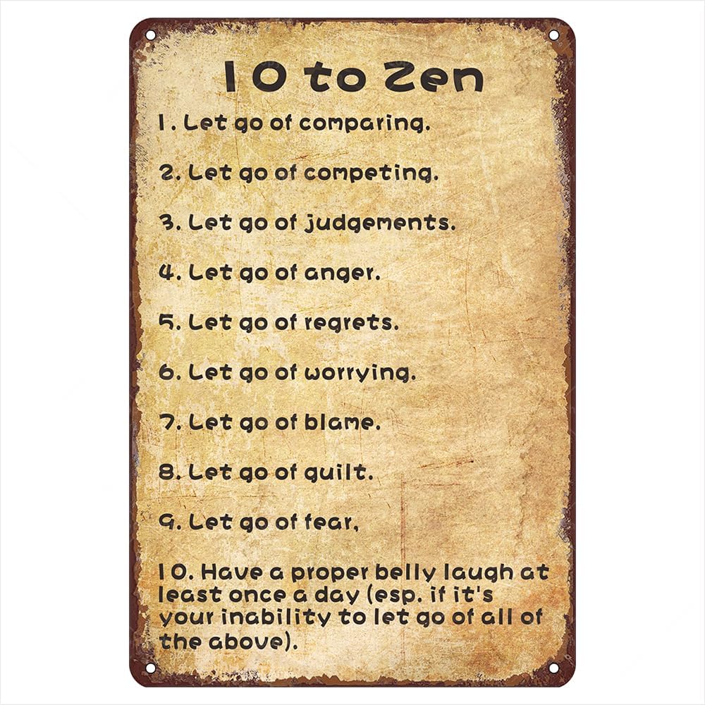 Amazon.com: Calmer Ten To Zen Retro Metal Tin Signs, 12" X 8", 10 To ...