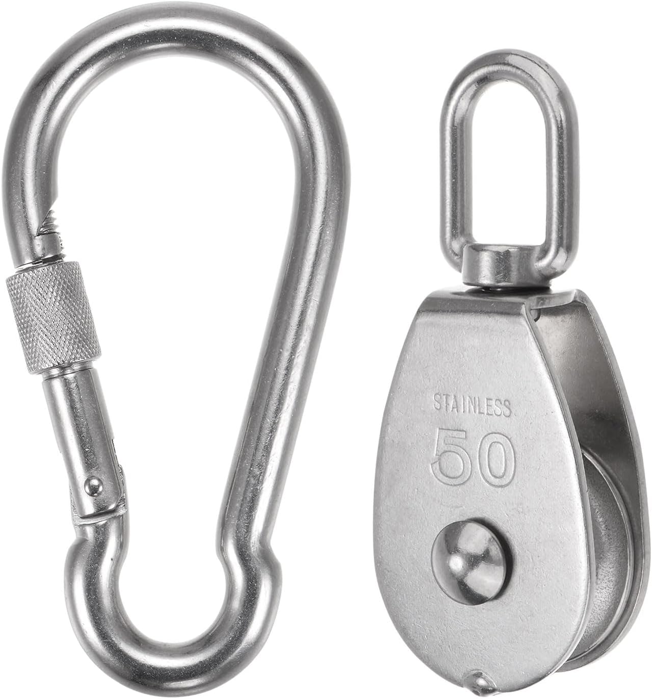 Amazon.com: uxcell M50 Single Pulley Block with Locking Spring Snap ...