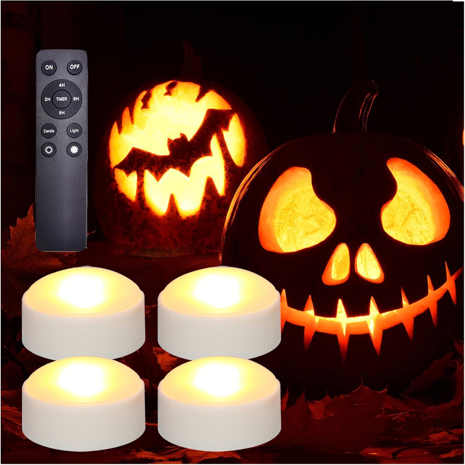Amazon.com: iZAN 4 Pack Battery Operated LED Pumpkin Lights with Remote ...