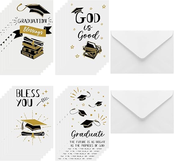 Amazon.com : Fuyoooo 24 Pcs Religious Graduation Cards with 24 Pcs ...