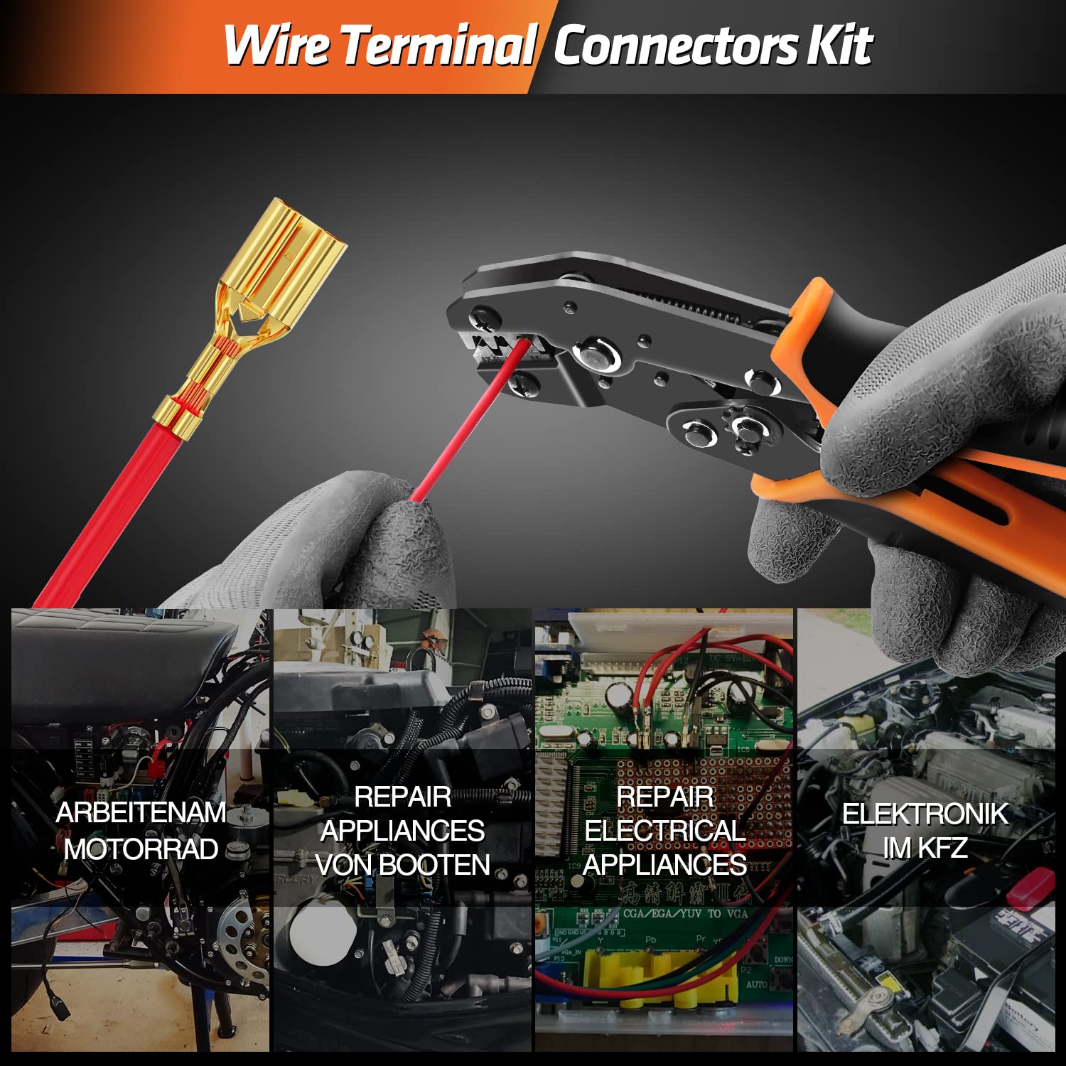 Wire Terminal Crimping Tool Kit,2.8/3.9/4.8/6.3mm Male Female ...