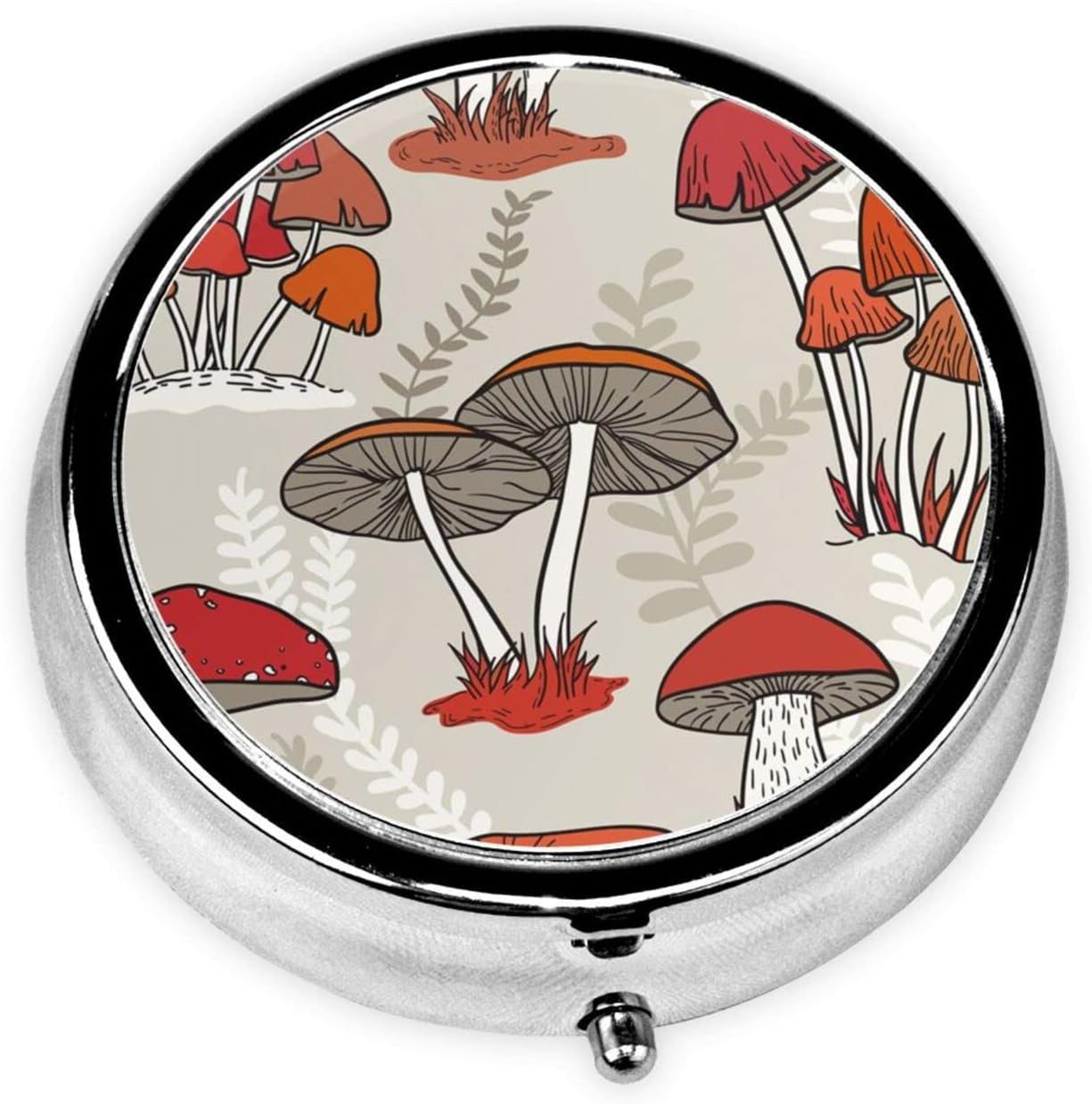 Amazon.com: Red Mushrooms Print Round Pill Box, Metal Iron Plating ...