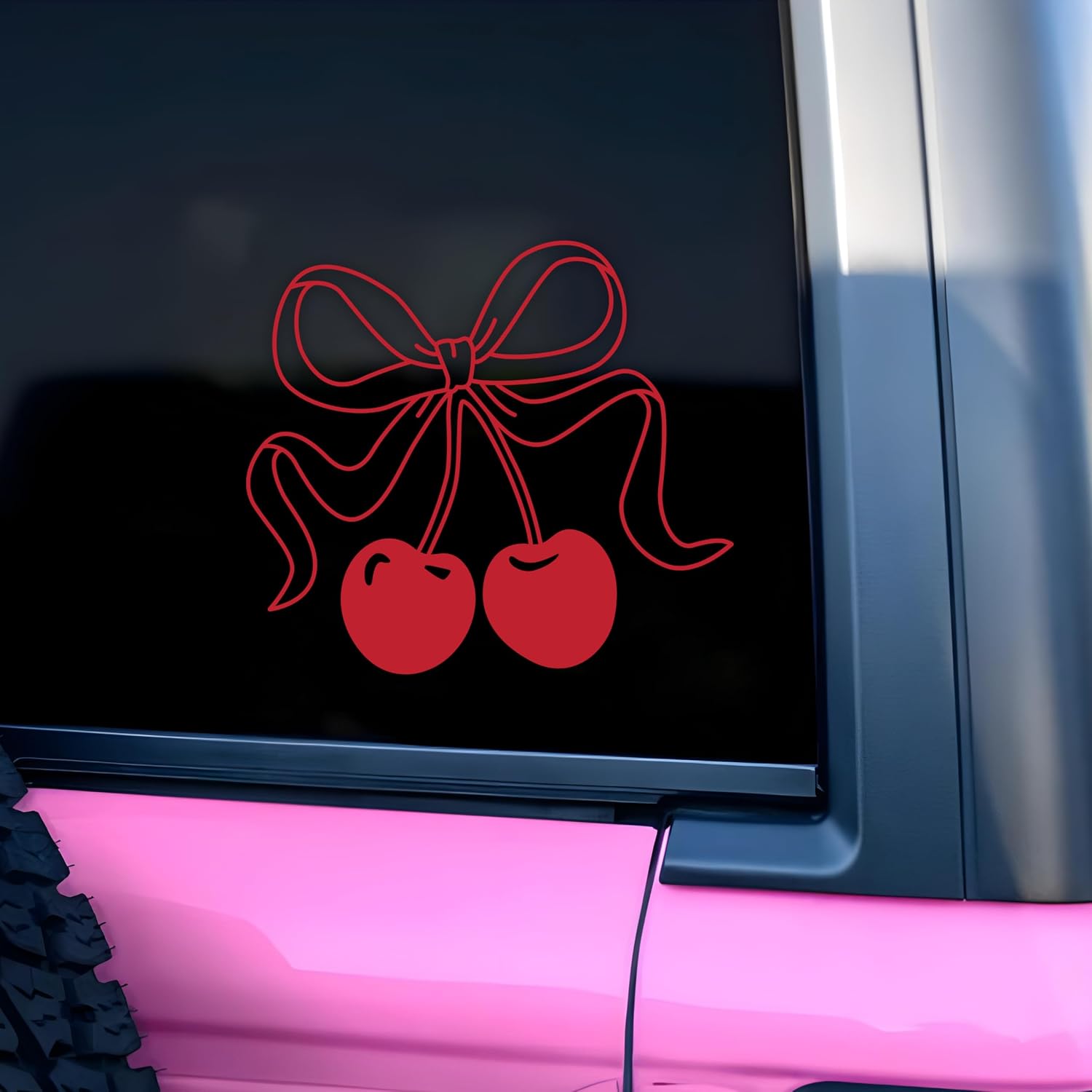Red Cherries Bow Car Decal Coquette Girly Window Sticker Funny Cute ...