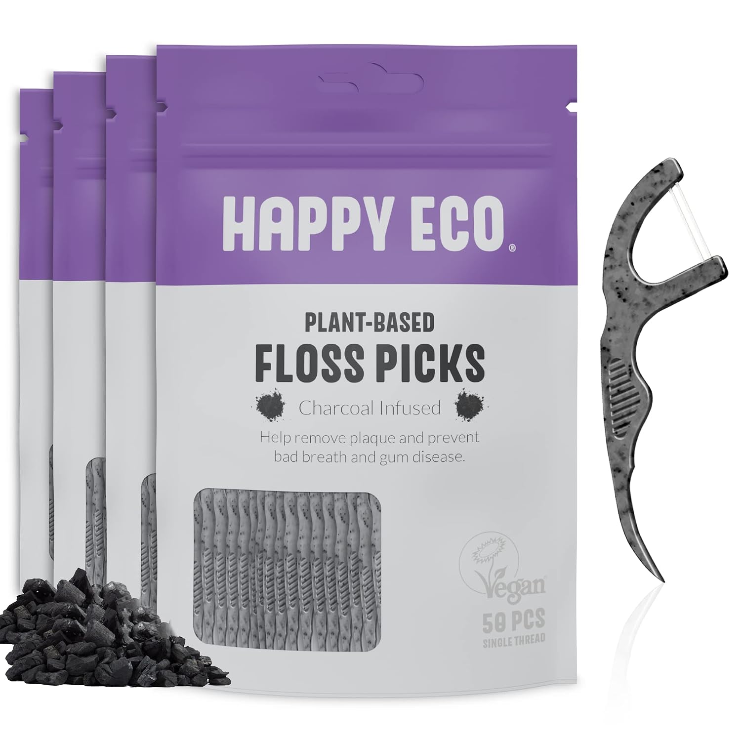 Amazon.com : Natural Dental Floss Picks (200) - Vegan, Sustainable ...