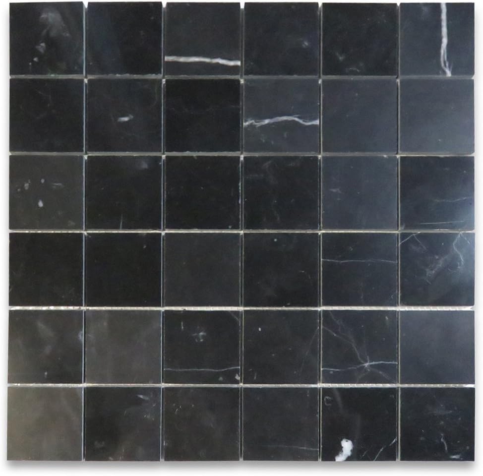Stone Center Online Nero Marquina Black Marble 2x2 Square Mosaic Tile ...
