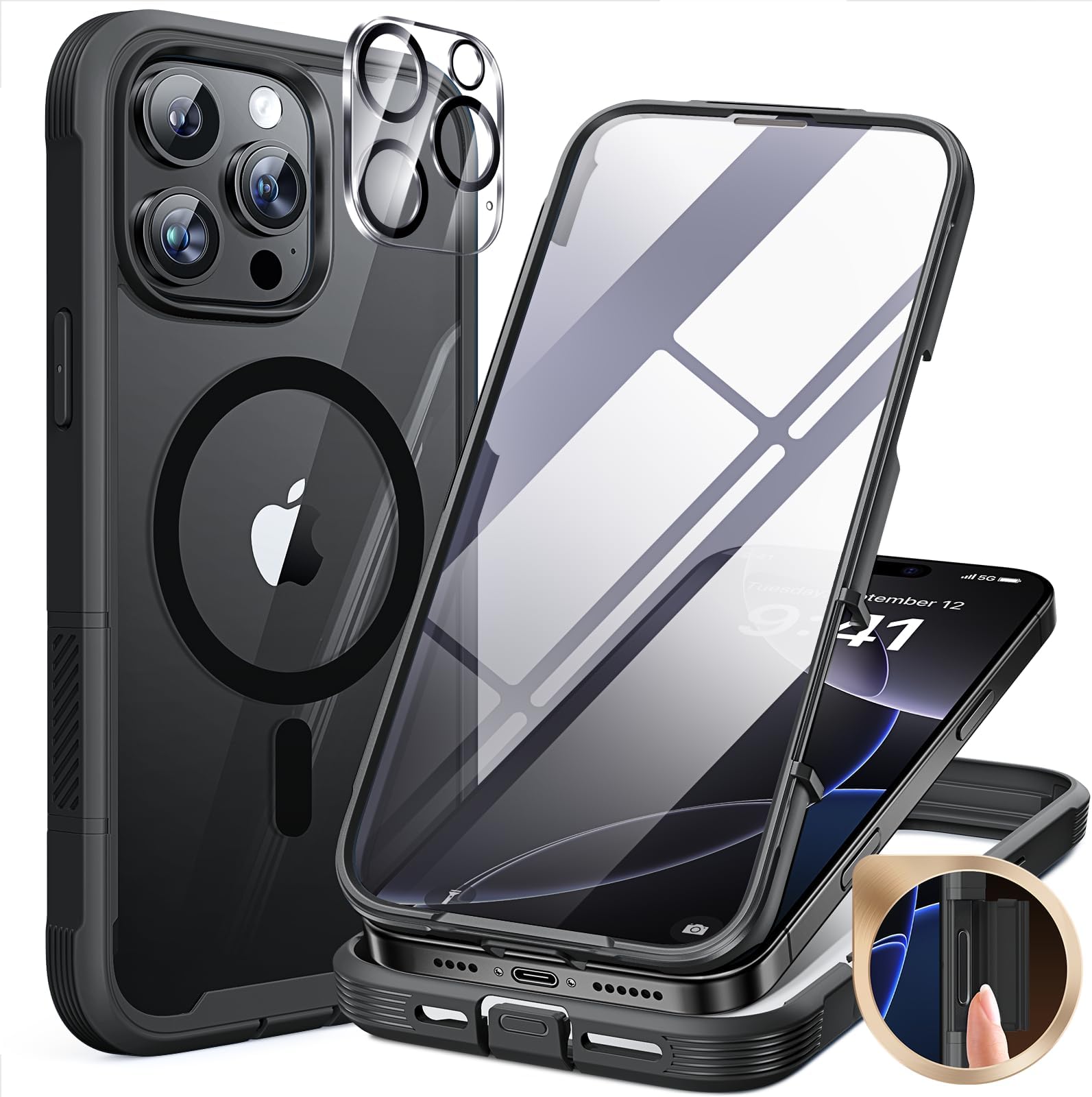 Amazon.com: Miracase Magnetic for iPhone 16 Pro Case Full-Body Phone ...