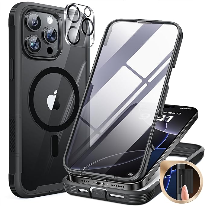 Amazon.com: Miracase Magnetic for iPhone 16 Pro Case Full-Body Phone with Built-in Glass Screen ...