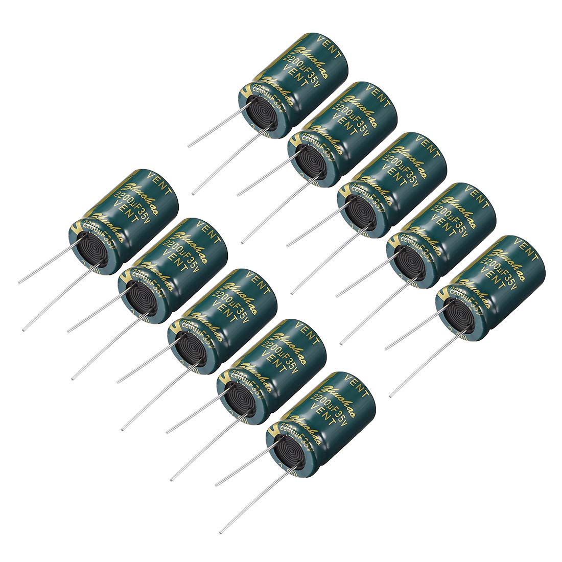 uxcell Aluminum Radial Electrolytic Capacitor Low ESR Green with 2200UF ...