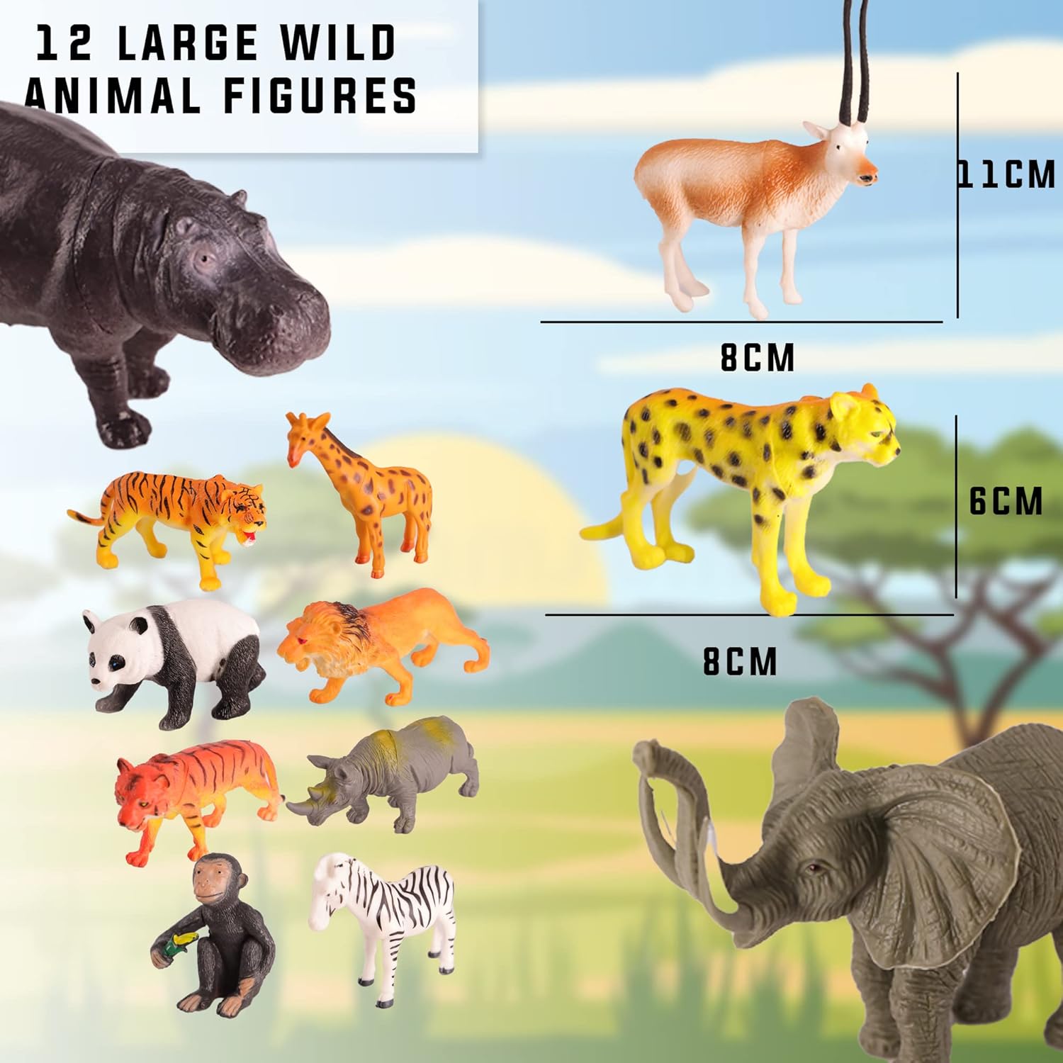 42 Piece Large Wild Animal Play Set, Complete with 24 Toy Figures and ...