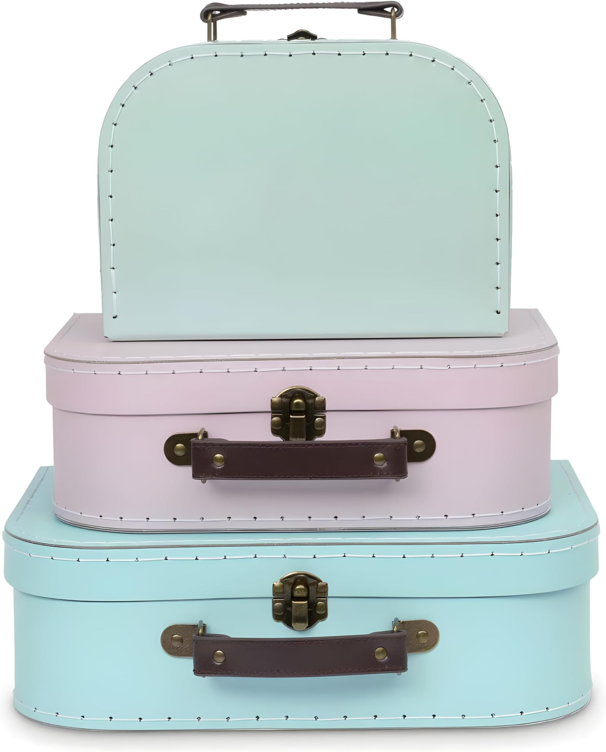 Amazon.com: Fasmov 3 Pack Paperboard Suitcases Storage Box Decorative ...