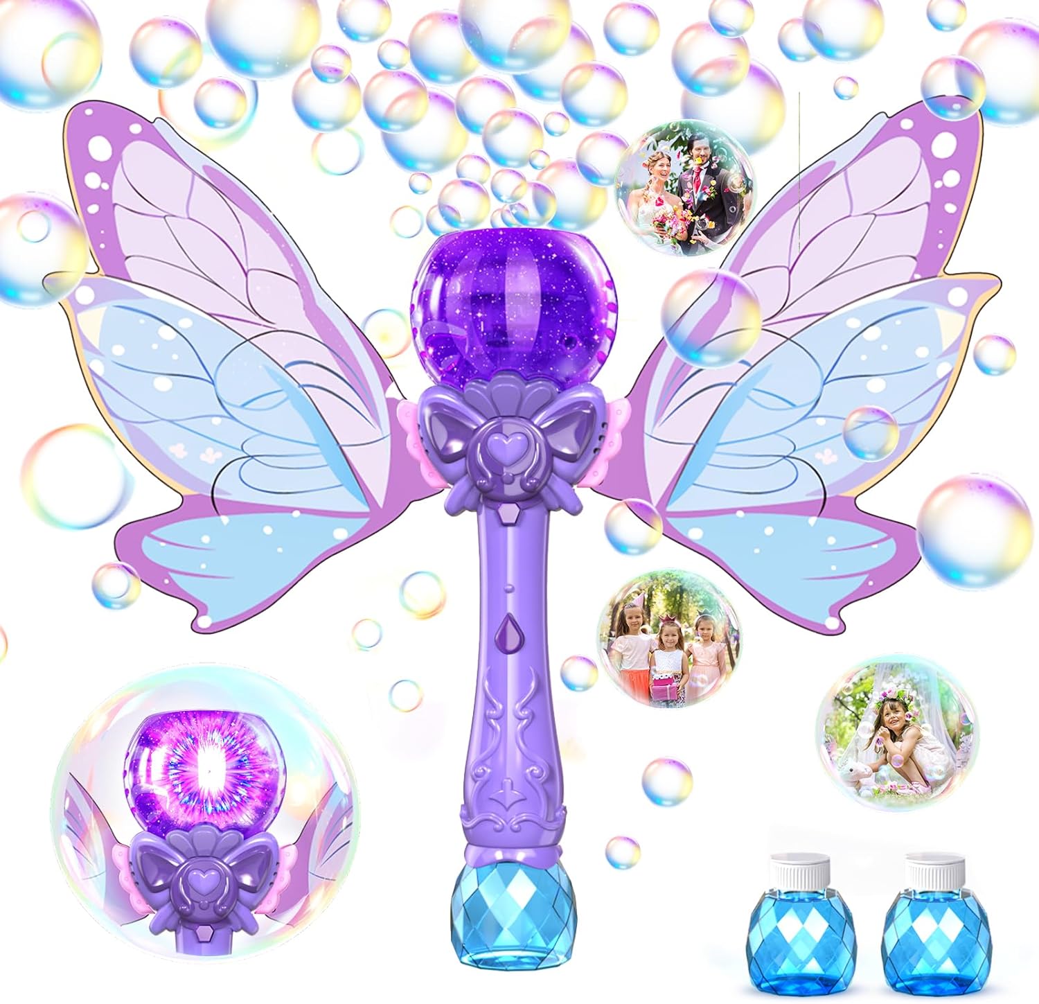 Amazon.com: PANACARE Bubble Wand for Kids Girls Butterfly Bubble Wand ...